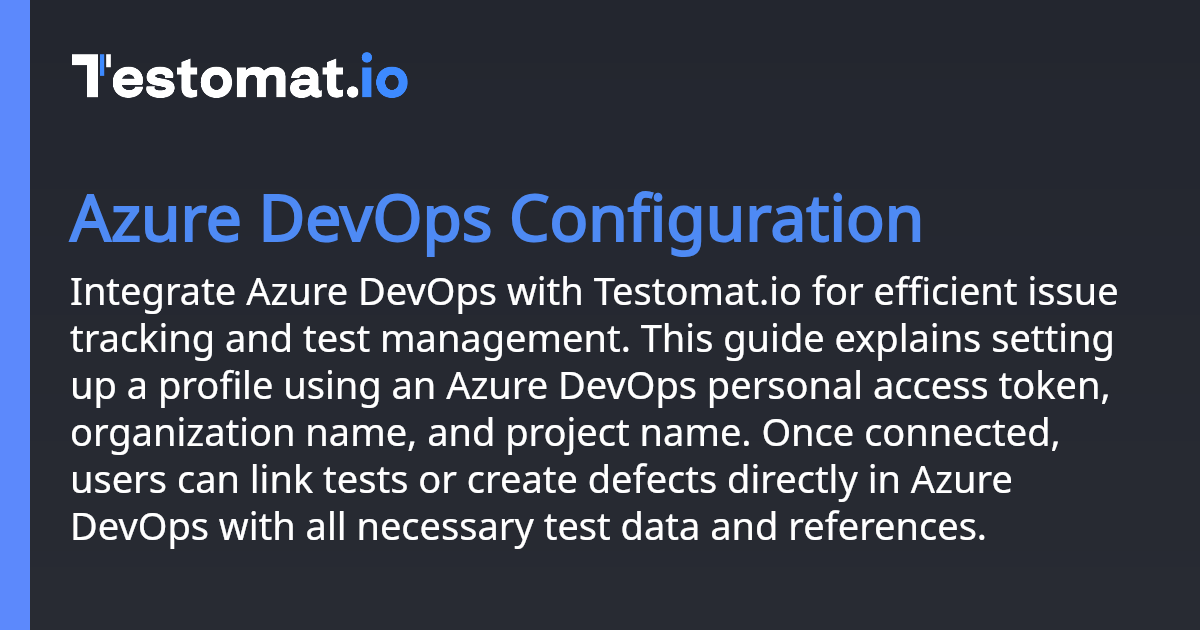 Azure DevOps Configuration | Testomatio