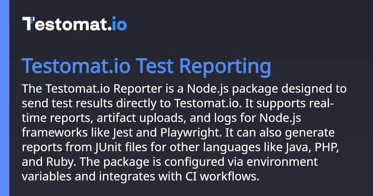 Testomat.io Test Reporting | Testomatio